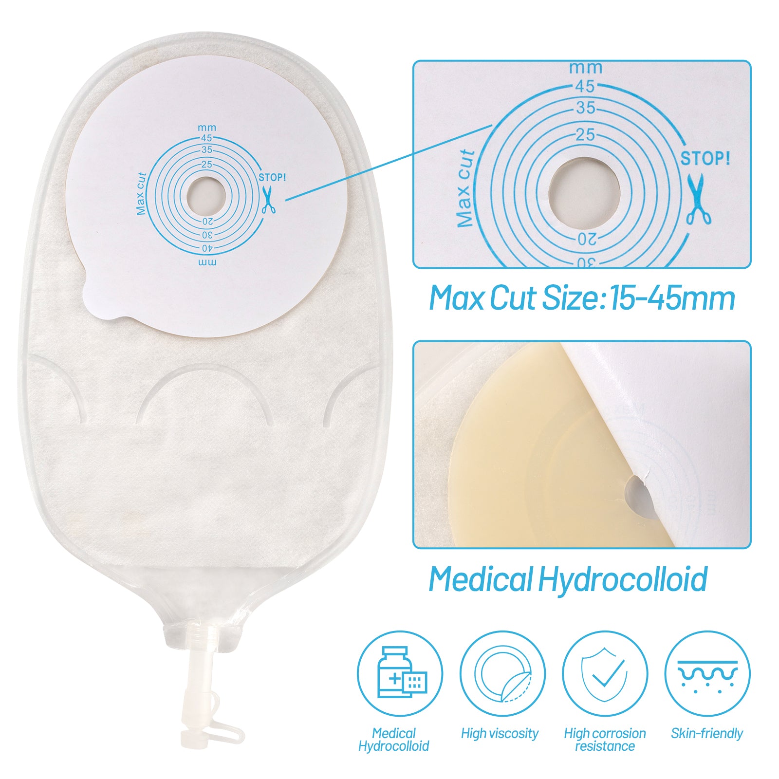 HEAGI Urostomy Bags One Piece Stoma Bag for Urine Anti-backflow ...