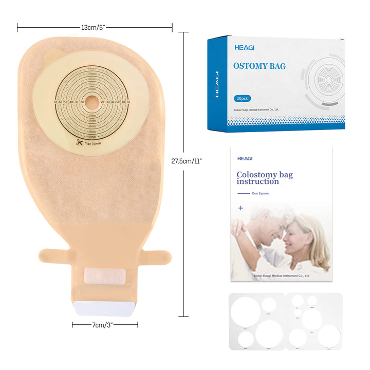 HEAGI One-Piece Colostomy Bags Cut-to-Fit Drainable Ostomy Pouches for ...