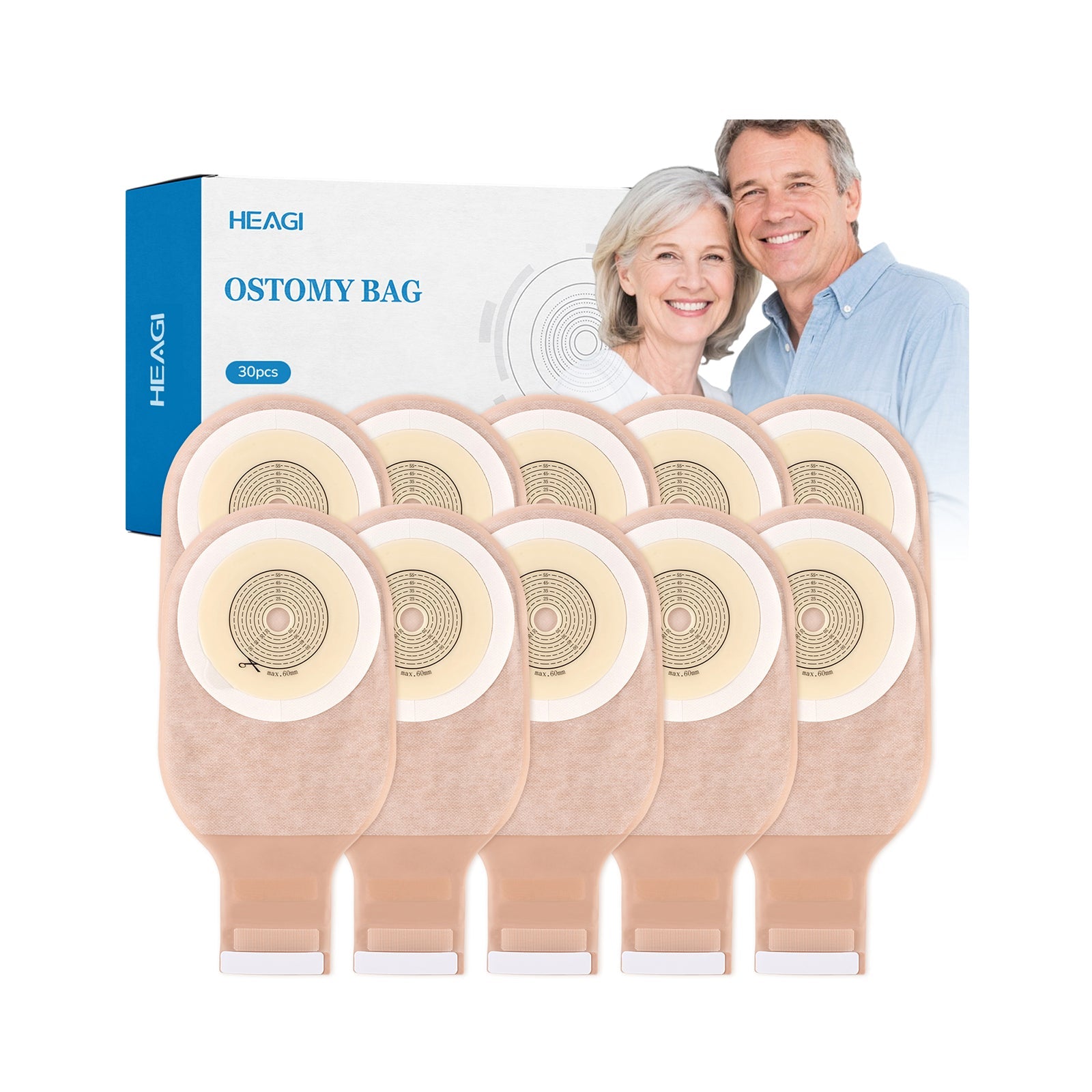 HEAGI Colostomy Bags, One-Piece Drainable Ostomy Pouch Cut-to-Fit ...