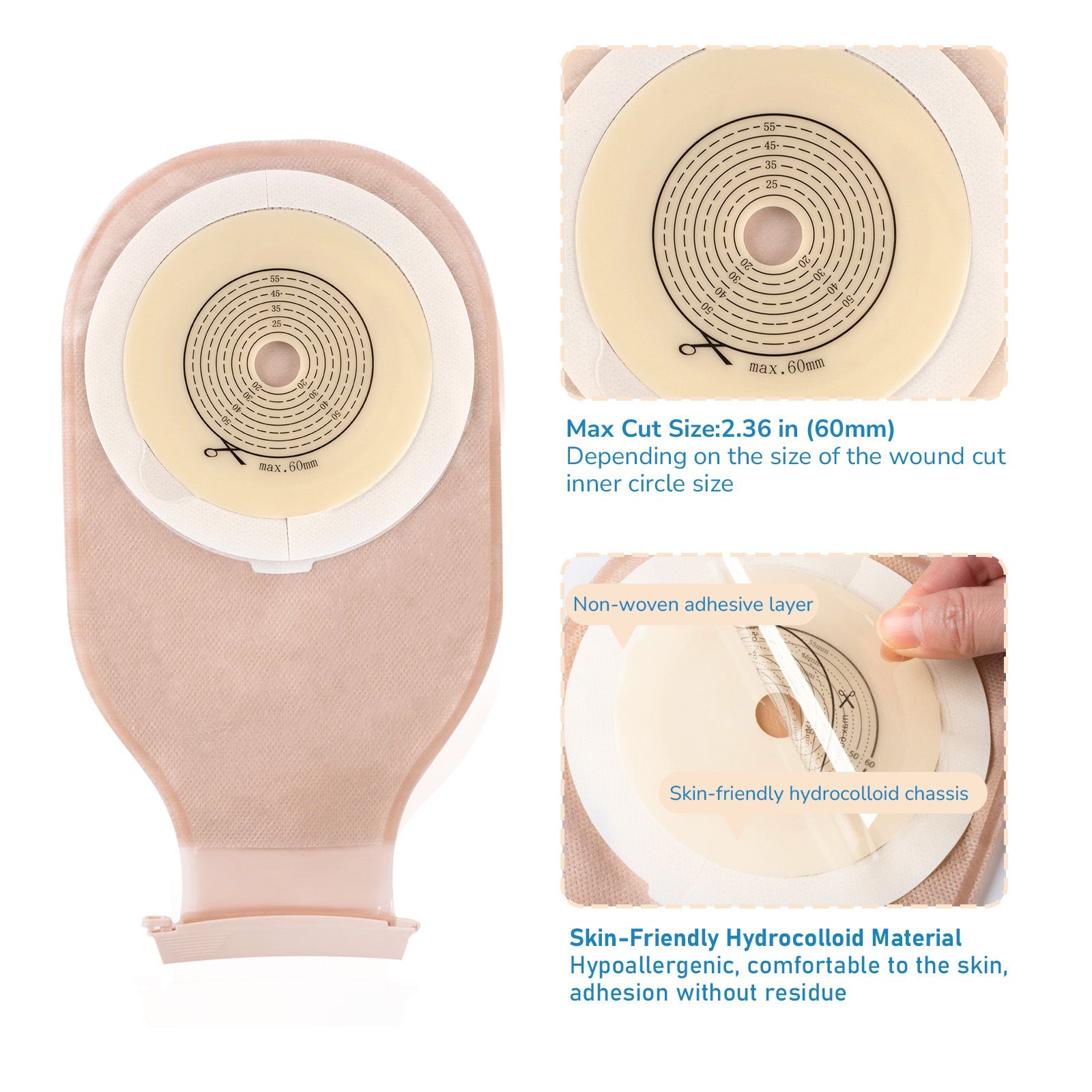 HEAGI Colostomy Bags Ostomy Supplies One Piece Ostomy Bag with Exhaust ...