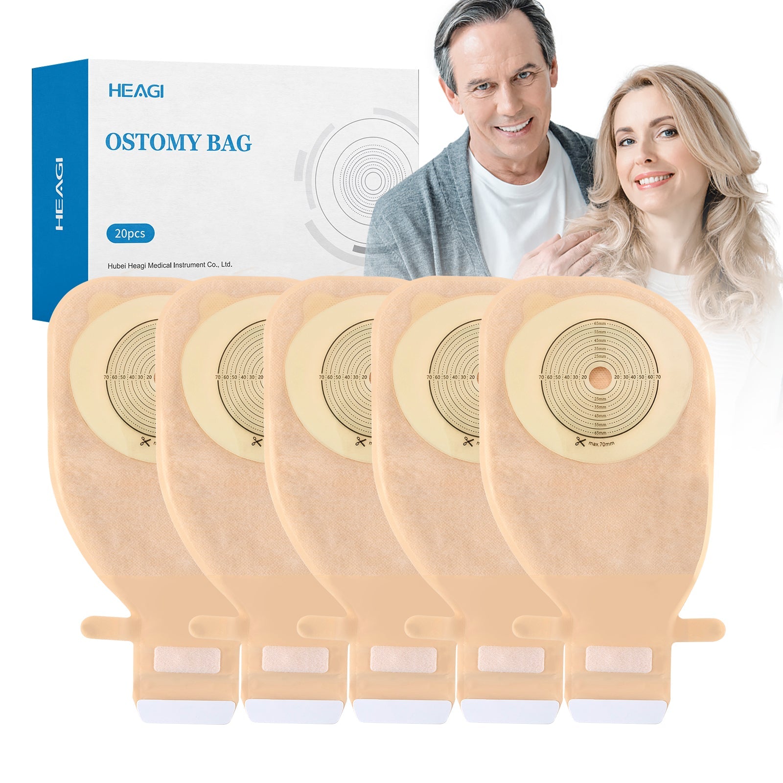 HEAGI One-Piece Colostomy Bags Cut-to-Fit Drainable Ostomy Pouches for ...